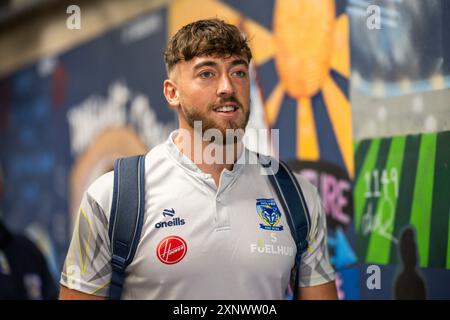 Matty Ashton of Warrington Wolves arrives ahead of the Betfred Super ...