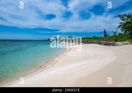 White sand beach on Sete Paus island near the Island of Mozambique ...