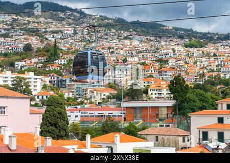 Cable car over Funchal, Teleferico do Funchal, Funchal, Madeira ...