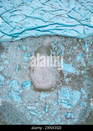 Aerial drone view of particular ice textures formed in the ...