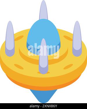 Yellow spaceship landing on planet surface with open hatch Stock Vector ...