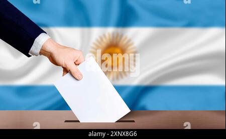 Ballot box with flag on background - Peru Stock Photo - Alamy