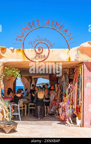 Spain, Beach bar on Cala d'en Serra beach; Ibiza Stock Photo - Alamy