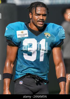 Jacksonville Jaguars running back Keilan Robinson (31) warms up before ...