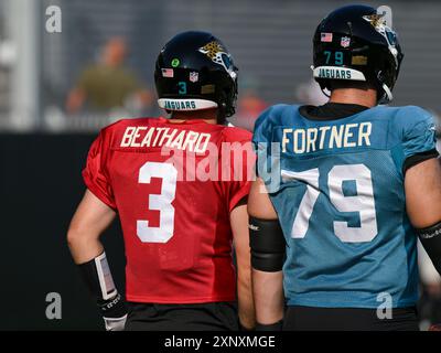 Jacksonville Jaguars offensive lineman Luke Fortner (79) stands for the ...