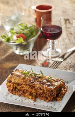 Greek pastizio pasta dish with cheese Stock Photo - Alamy