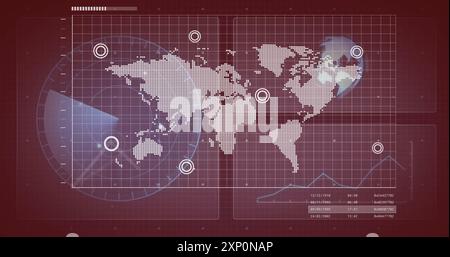 World map with data points and graphs, global data analysis image Stock ...