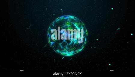 DNA strand image over rotating globe with glowing particles Stock Photo ...