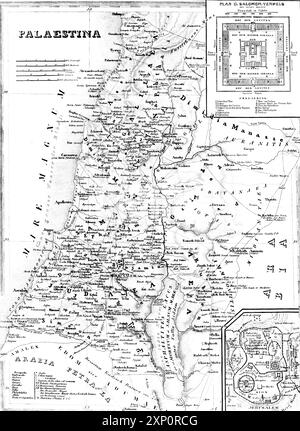 Topographical map of Jerusalem in biblical times with scale and ...