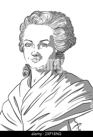 Portrait of Olympe de Gouges, french feminist, french revolutionnary ...