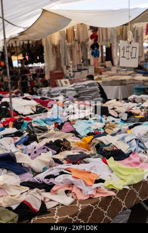 Bazaar. Turkish stall with various fake designer clothing items Stock ...