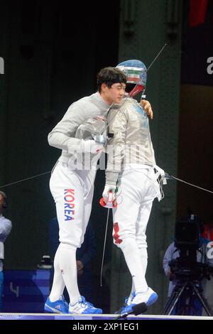 luigi Samele (Italia) after the match during Fencing - Men's Sabre ...