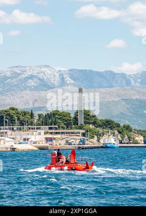 tourist submarine in split, croatia. semi-submersible visitor attraction in grad split, croatia ...