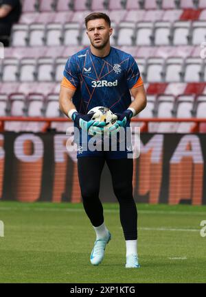 Rangers goalkeeper Jack Butland warms up before the William Hill ...