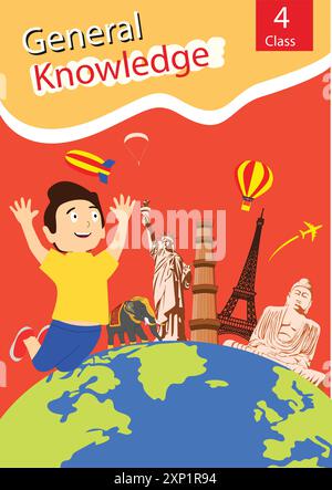 Vector illustration of gk book cover. image with different layers easy ...