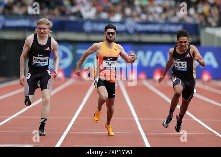 Great Britain sprinter Zak Skinner arriving for a press conference at ...