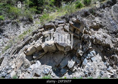 Complex anticline folds in limestone outcrop. Sichuan, China Stock ...