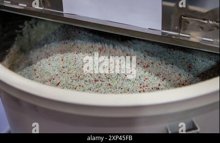 Plastic pellets mixer. Plastic granulates mixing machine Stock Photo ...