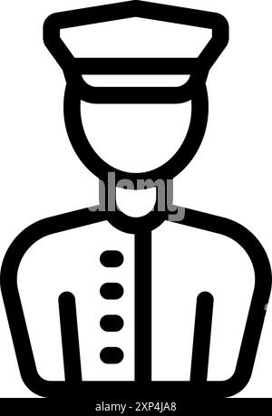 Line icon of a hotel employee wearing a uniform and a hat Stock Vector ...