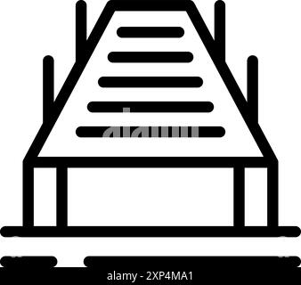 Black and white illustration of a pier extending over stylized waves ...