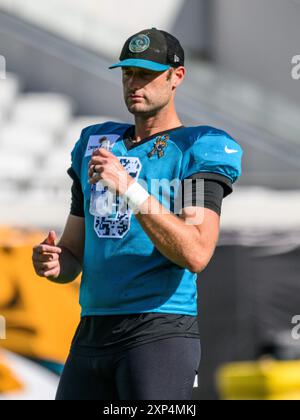 AFC punter Logan Cooke (9), of the Jacksonville Jaguars, takes part in ...
