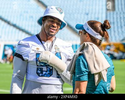 Jacksonville Jaguars linebacker Ventrell Miller (51) lines up for a ...