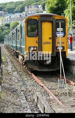 The GWR train arriving at St Ives railway station on the St Ives Bay ...
