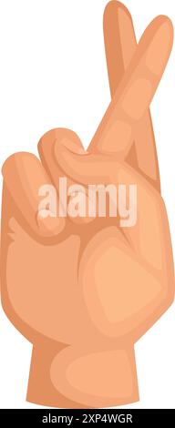 Fingers crossed emoji icon isolated cartoon arm hand in glove. Vector ...