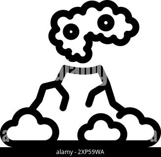Cartoon volcano erupting, spewing molten lava and a large ash cloud ...