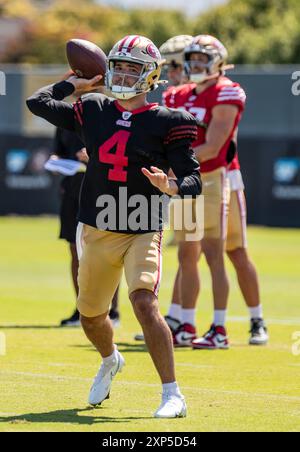San Francisco 49ers quarterback Tanner Mordecai (14) passes during ...
