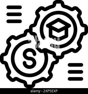 Icon symbol of Interlocking gears symbolizing teamwork vector ...