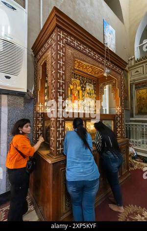 Al-Muharraq monastery, Holy Virgin Mary, Interior of old monastery fort ...