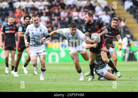 St Helen's Daryl Clark breaks away to score their fifth try during the ...