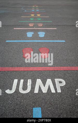 Jump and footprints painted on the ground at Southey Fun Space ...