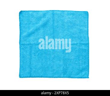 Folded blue rag for housework with soft texture isolated on white, top ...