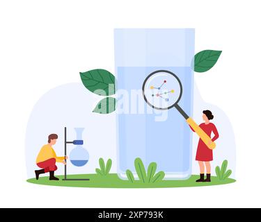 Water quality research and analysis vector illustration. Cartoon tiny ...