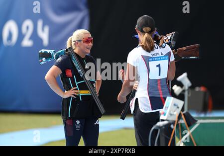 Great Britain's Amber Rutter (left) on the podium with the silver medal ...