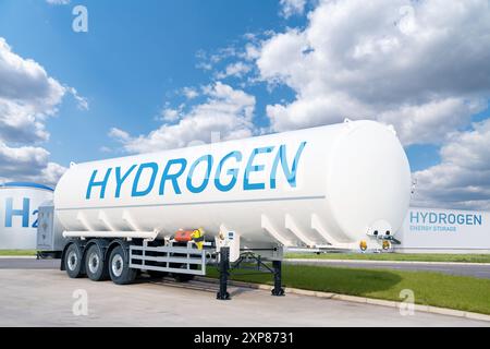 Hydrogen tank trailer. Hydrogen transportation concept Stock Photo - Alamy