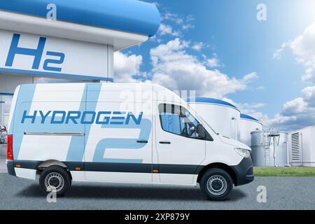 A hydrogen fuel cell delivery van concept. Clean transportation Stock ...
