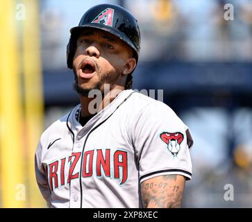 Arizona Diamondbacks' Ketel Marte reacts during a baseball game against ...