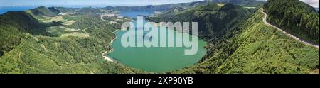 Aerial Drone capture of the iconic Vista do Rei viewpoint showcasing ...