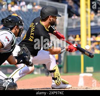 Pittsburgh Pirates' Isiah Kiner-Falefa connects for a three-run double ...