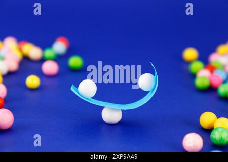 Team, spheres showing skills to keep their balance in front of the rest ...