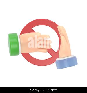 Do not contact. No handshake icon. Red prohibition sign. Precautions ...