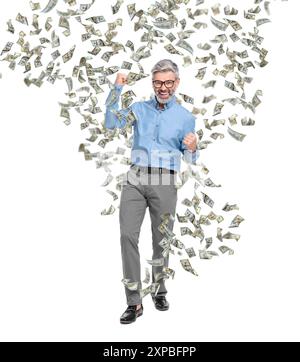 Happy man money rain Stock Photo - Alamy