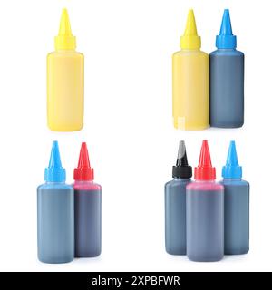 Printer ink of different colors. Set of spots isolated on white, top ...
