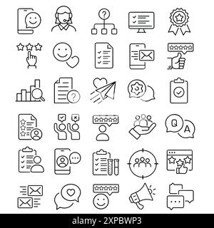 Survey Icon Set Containing Feedback Opinion Questionnaire Poll