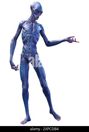 3D rendering of a blue alien isolated on white background Stock Photo ...