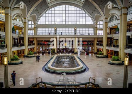 The interior of Terminal Tower shopping mall, the famous landmark and ...