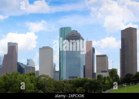 Downtown Houston as seen from Eleanor Tinsley Park on August 4th 2024 ...